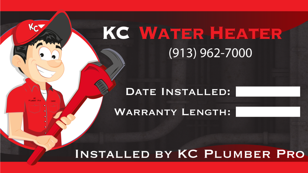 KC Water Heater sticker - Water Heaters Installed by Licensed Plumber